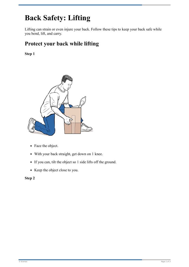 Text - Back Safety: Lifting - HealthClips Online