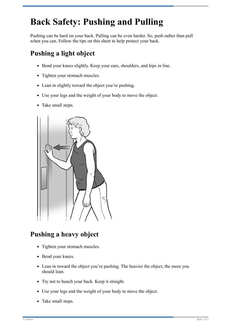 Text - Back Safety: Pushing and Pulling - HealthClips Online
