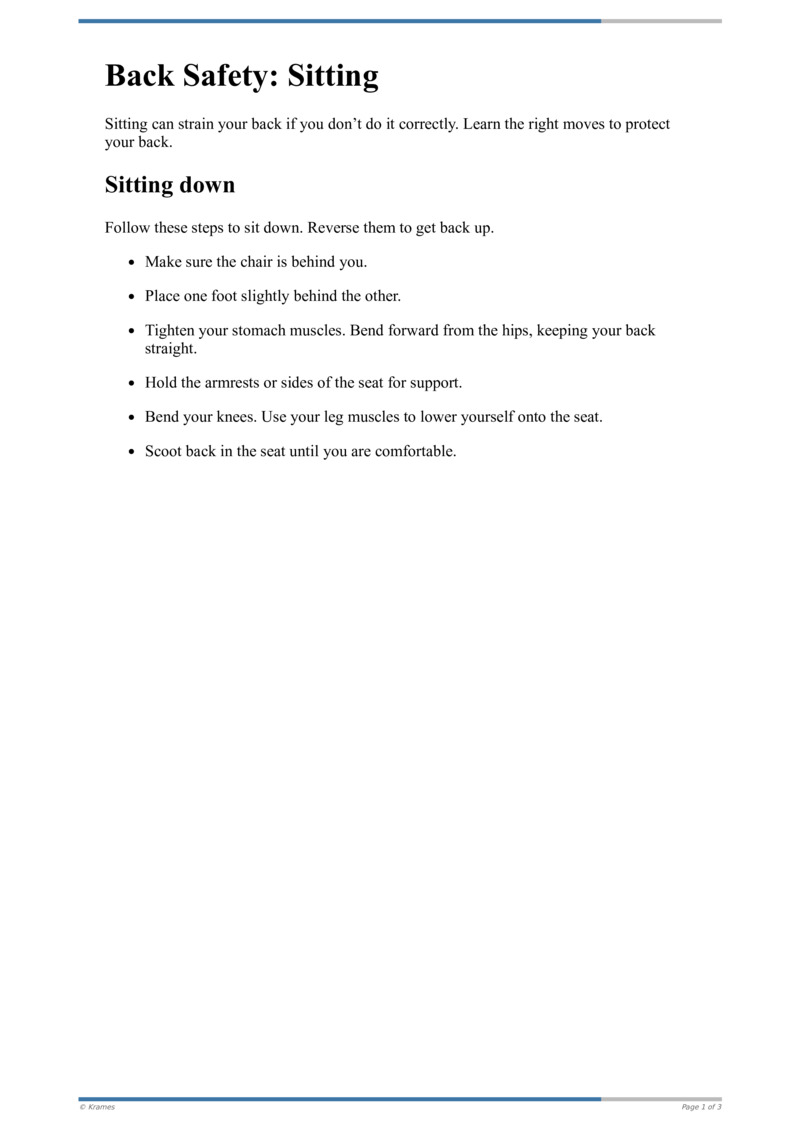 PDF - Back Safety: Sitting - HealthClips Online