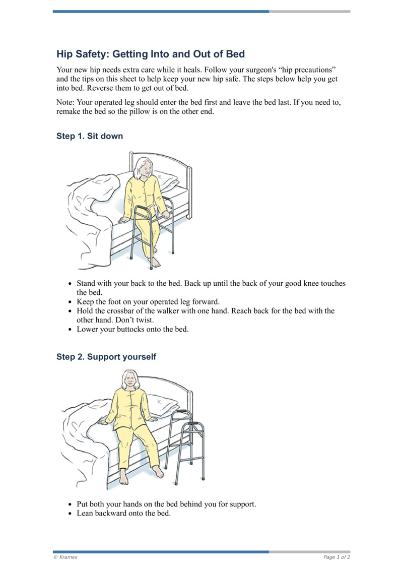 PDF - Hip Safety: Getting Into and Out of Bed - HealthClips Online