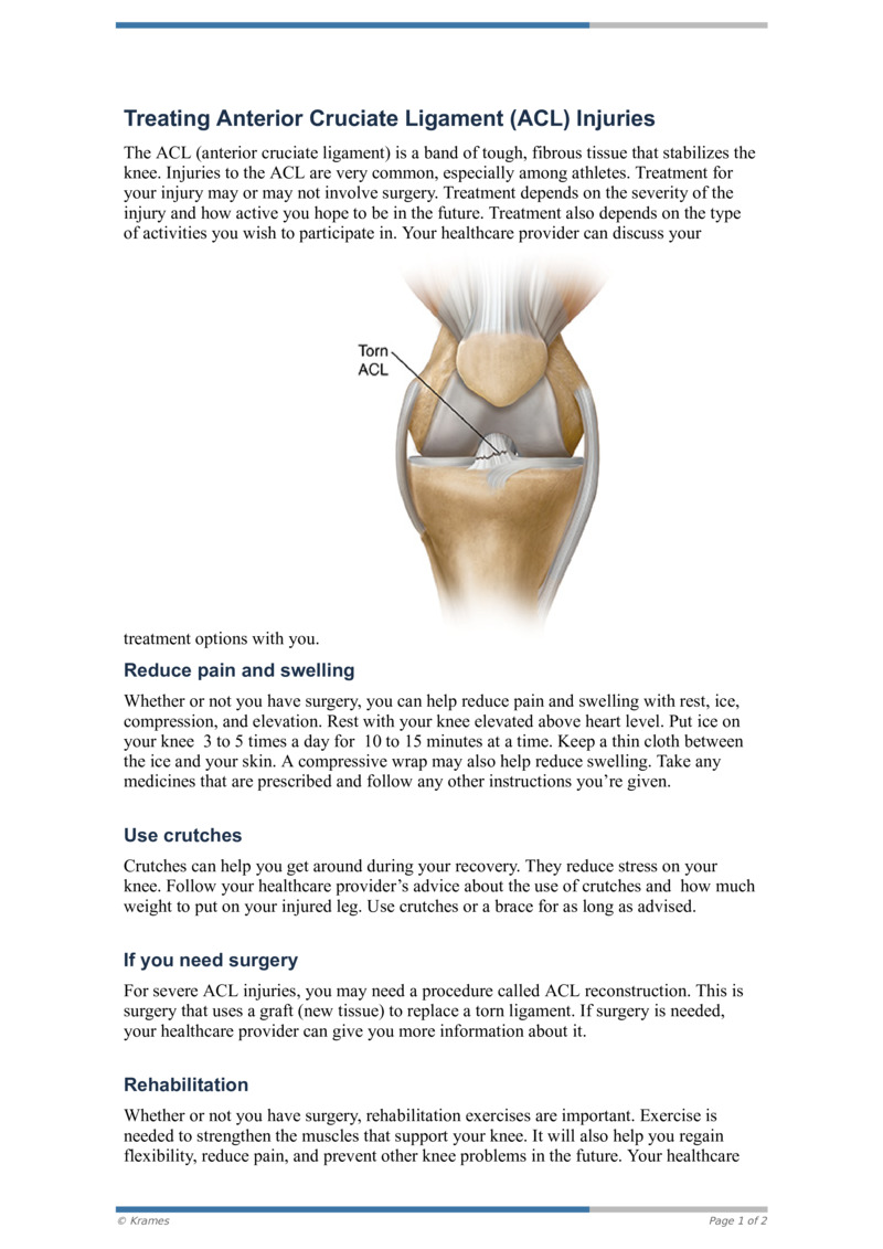 PDF - Treating Anterior Cruciate Ligament (ACL) Injuries - HealthClips ...