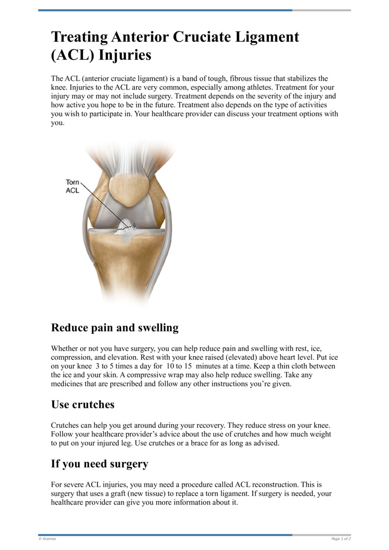 Text - Treating Anterior Cruciate Ligament (ACL) Injuries - HealthClips ...