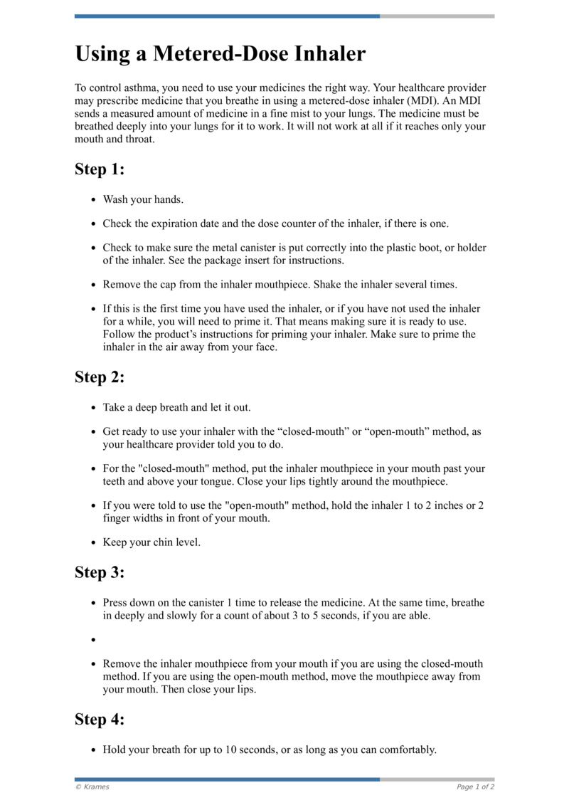 Text - Using a Metered-Dose Inhaler - HealthClips Online