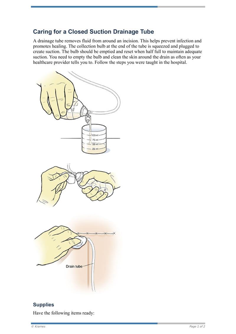 PDF - Caring for a Closed Suction Drainage Tube - HealthClips Online