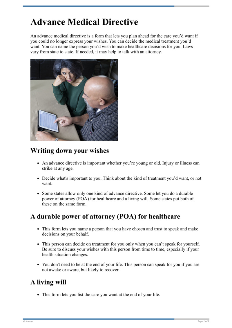 Text - Advance Medical Directive - HealthClips Online
