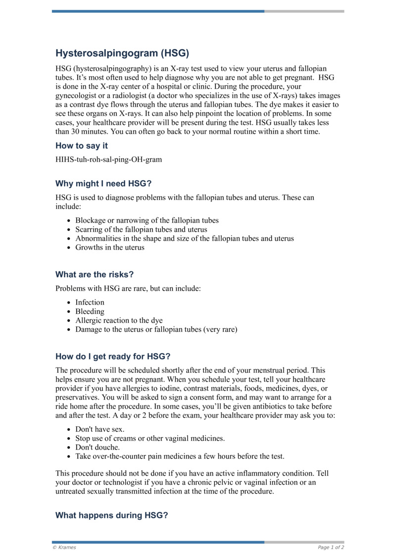 PDF - Hysterosalpingogram (HSG) - HealthClips Online
