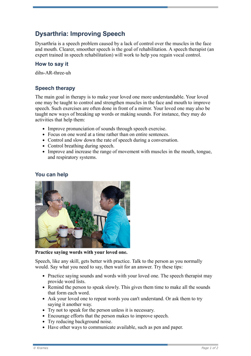 PDF - Dysarthria: Improving Speech - HealthClips Online