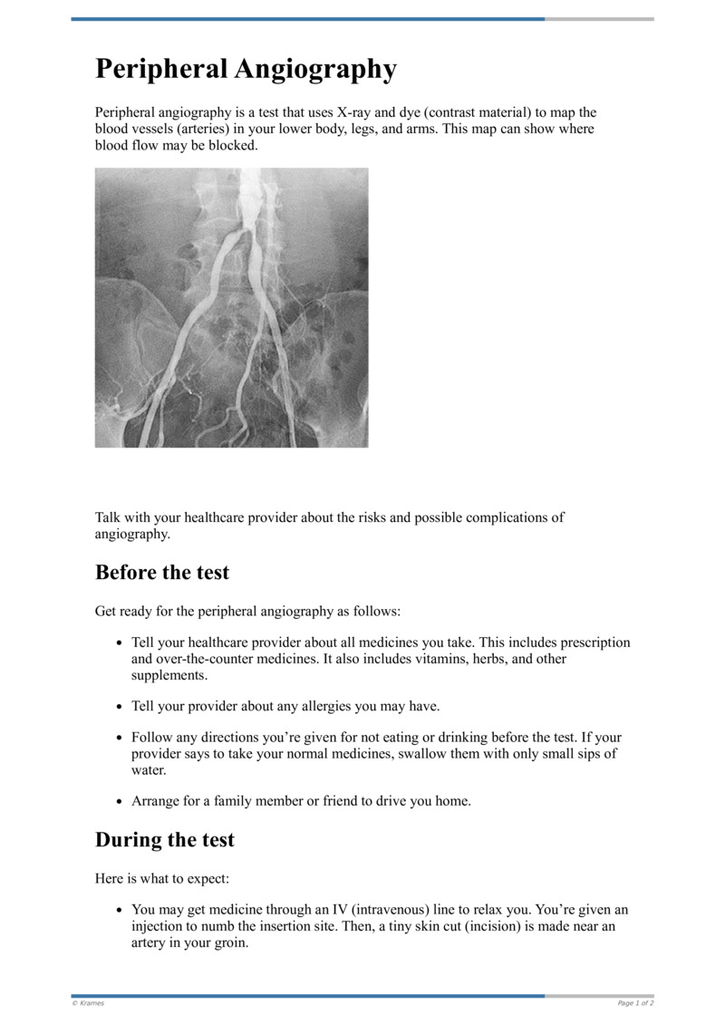 Text - Peripheral Angiography - HealthClips Online