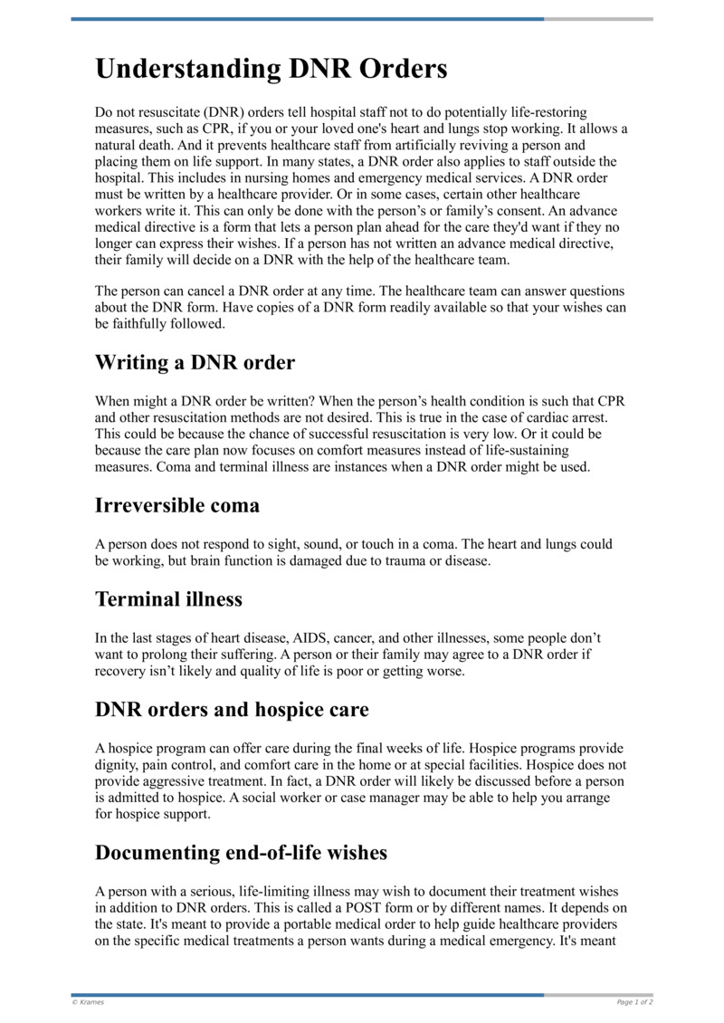 Text - Understanding DNR Orders - HealthClips Online