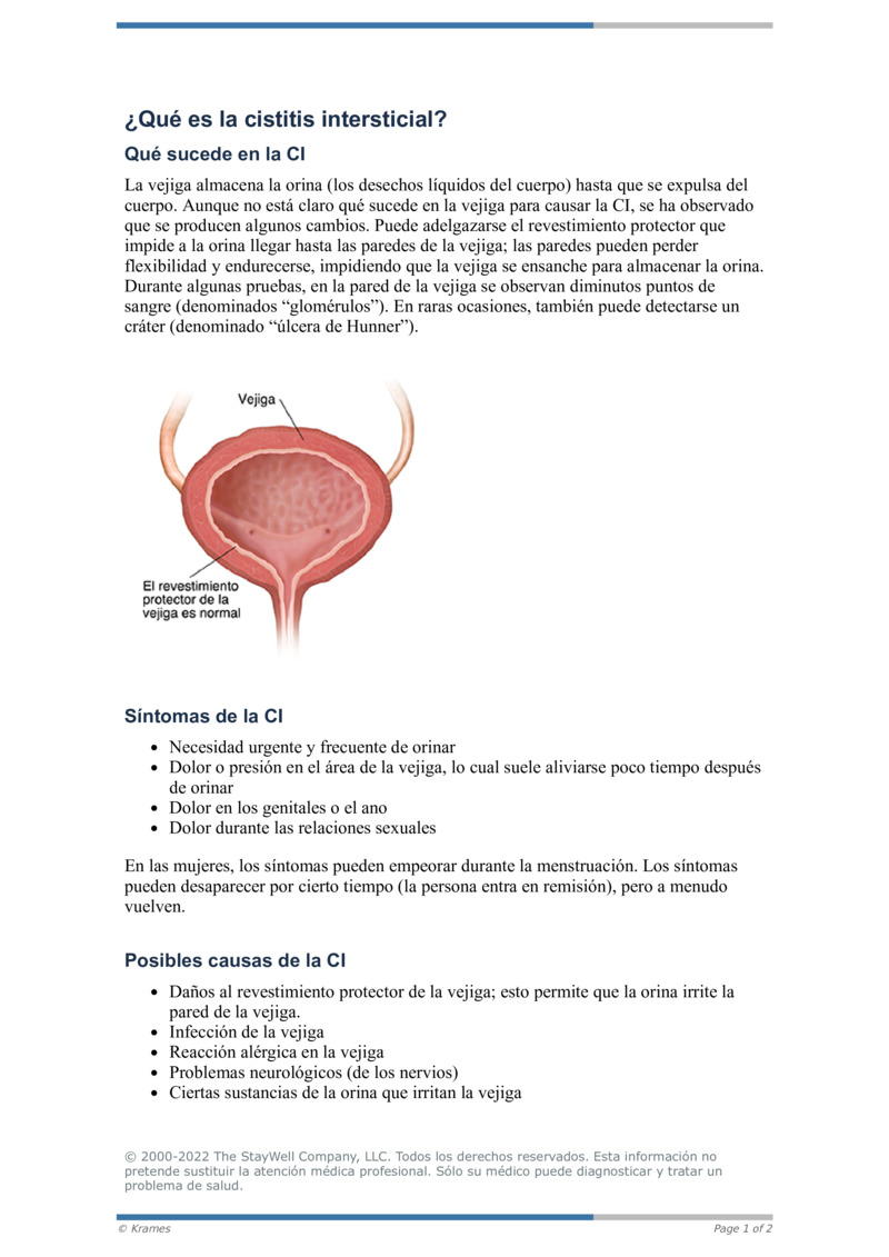 PDF - ¿Qué es la cistitis intersticial? - HealthClips Online