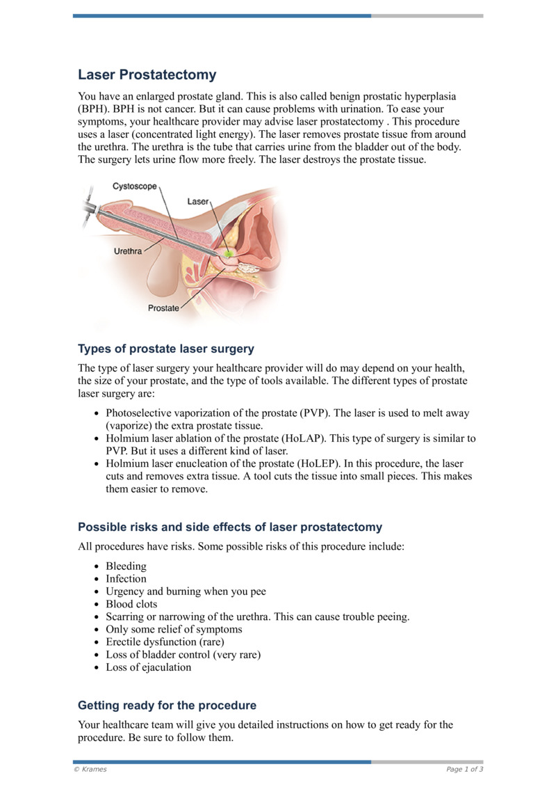 PDF - Laser Prostatectomy - HealthClips Online