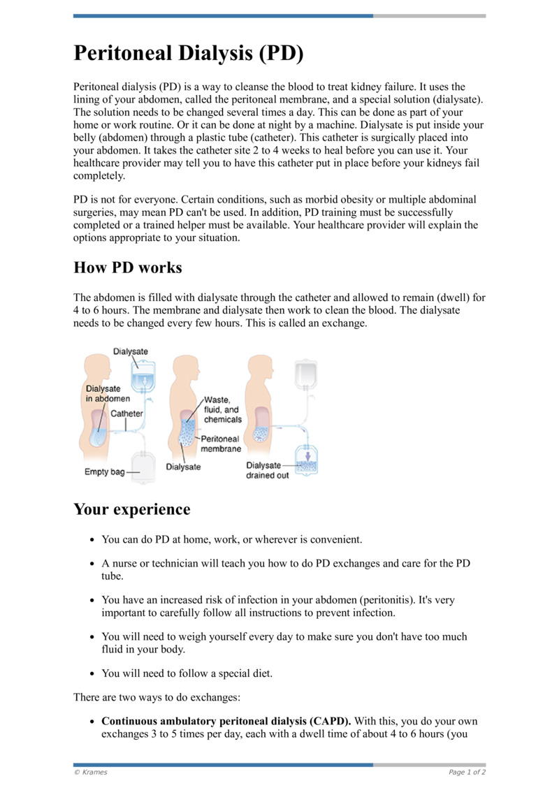 PDF - Peritoneal Dialysis (PD) - HealthClips Online