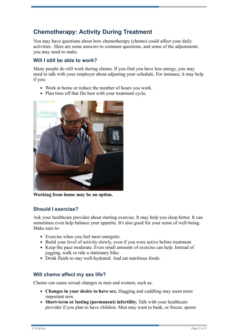 PDF - Chemotherapy: Activity During Treatment - HealthClips Online