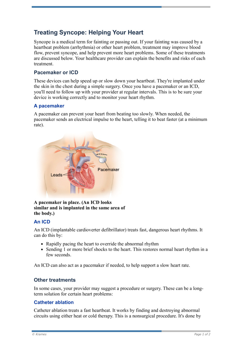PDF - Treating Syncope: Helping Your Heart - HealthClips Online