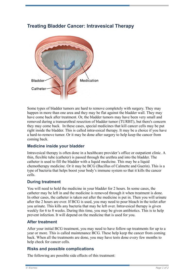 PDF - Treating Bladder Cancer: Intravesical Therapy - HealthClips Online