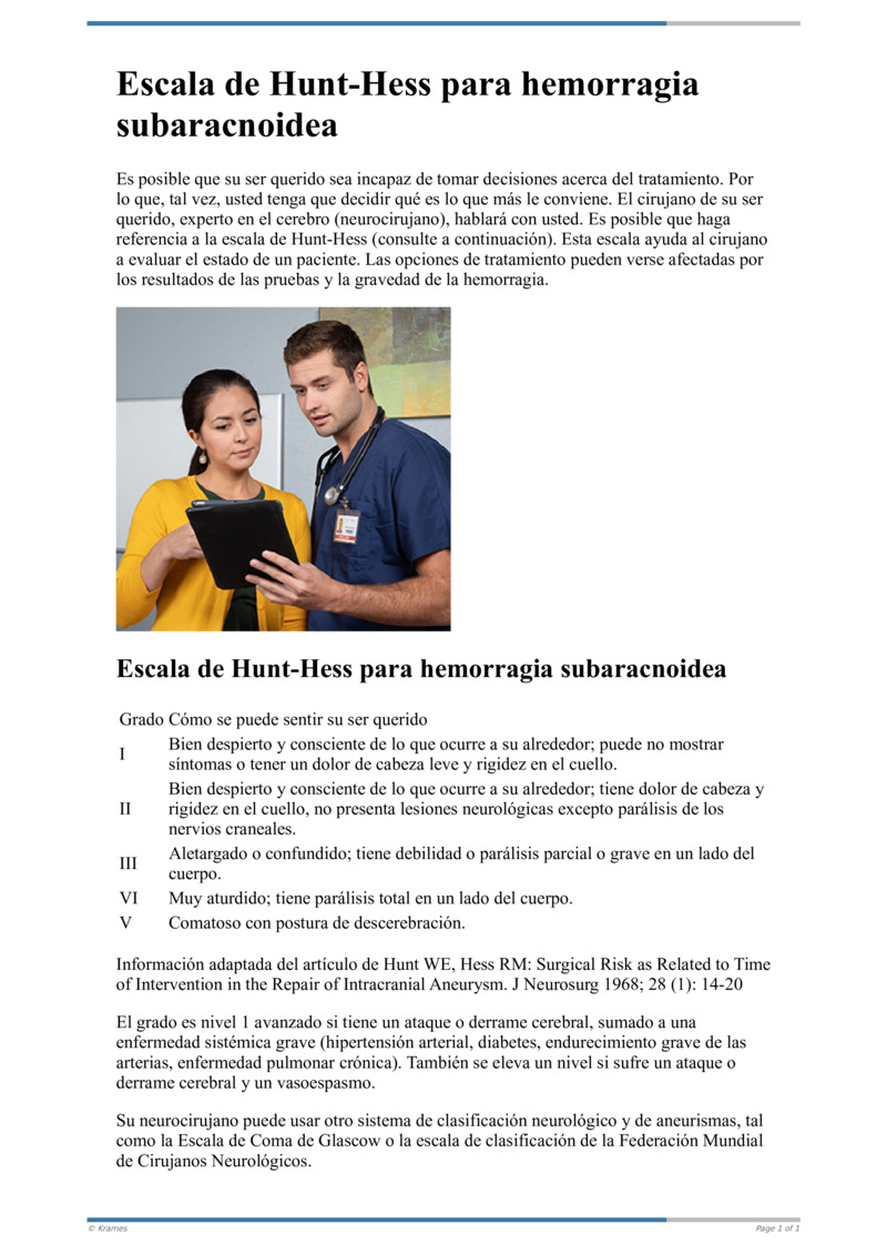 Text - Escala de Hunt-Hess para hemorragia subaracnoidea - HealthClips ...