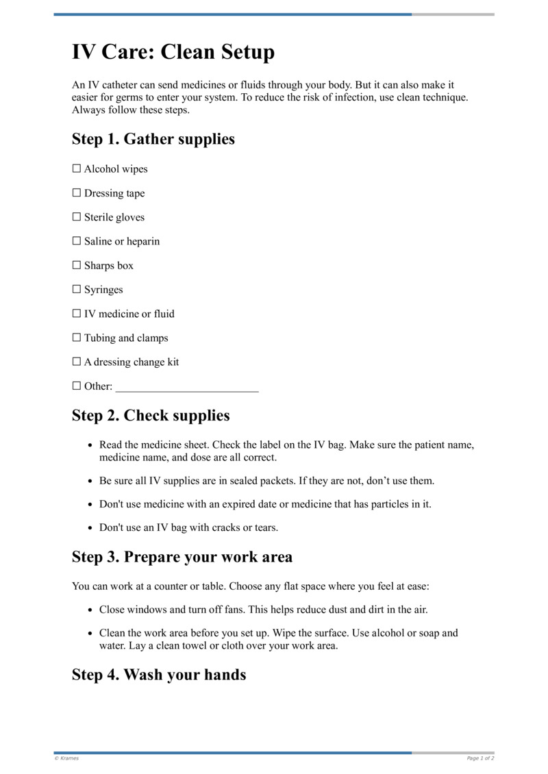 PDF - IV Care: Clean Setup - HealthClips Online