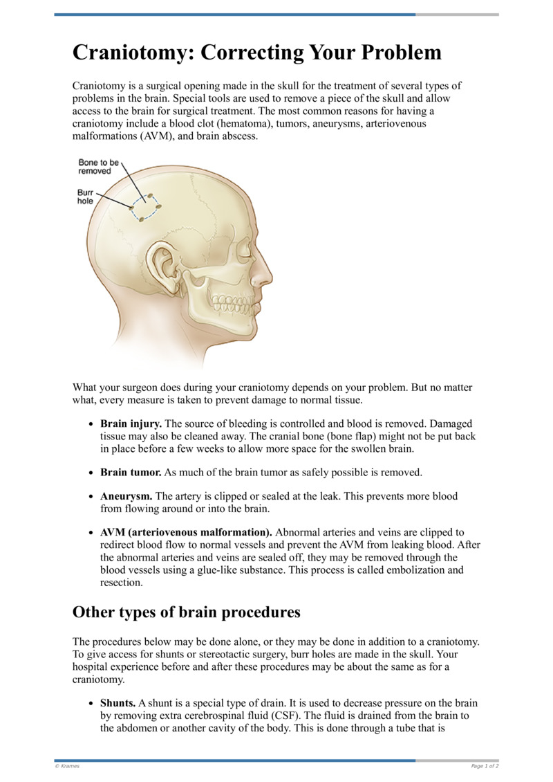 PDF - Craniotomy: Correcting Your Problem - HealthClips Online