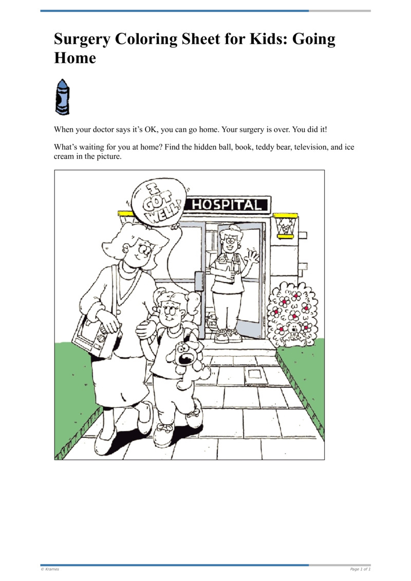 Text - Surgery Coloring Sheet for Kids: Going Home - HealthClips Online