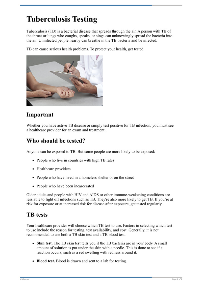 PDF - Tuberculosis Testing - HealthClips Online