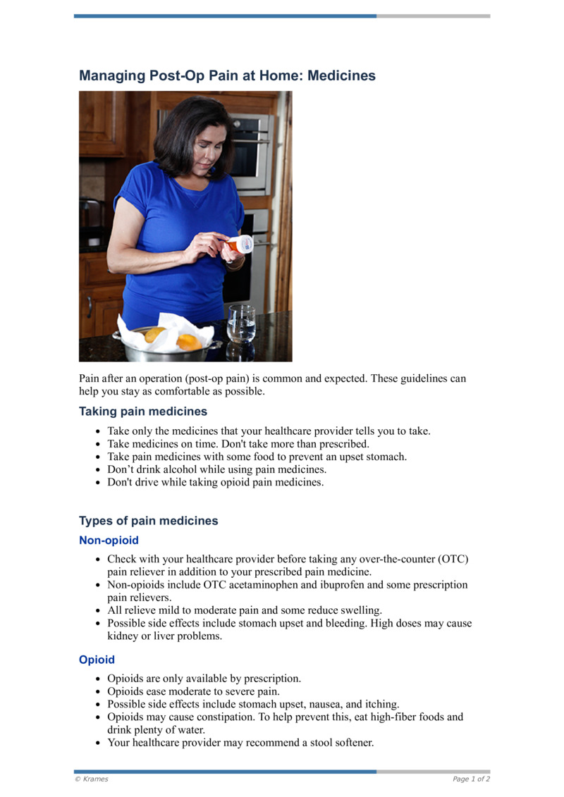PDF - Managing Post-Op Pain at Home: Medicines - HealthClips Online