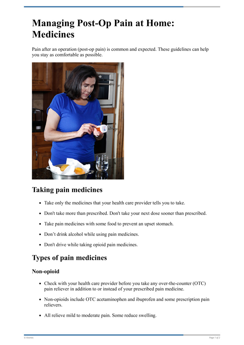 Text - Managing Post-Op Pain at Home: Medicines - HealthClips Online