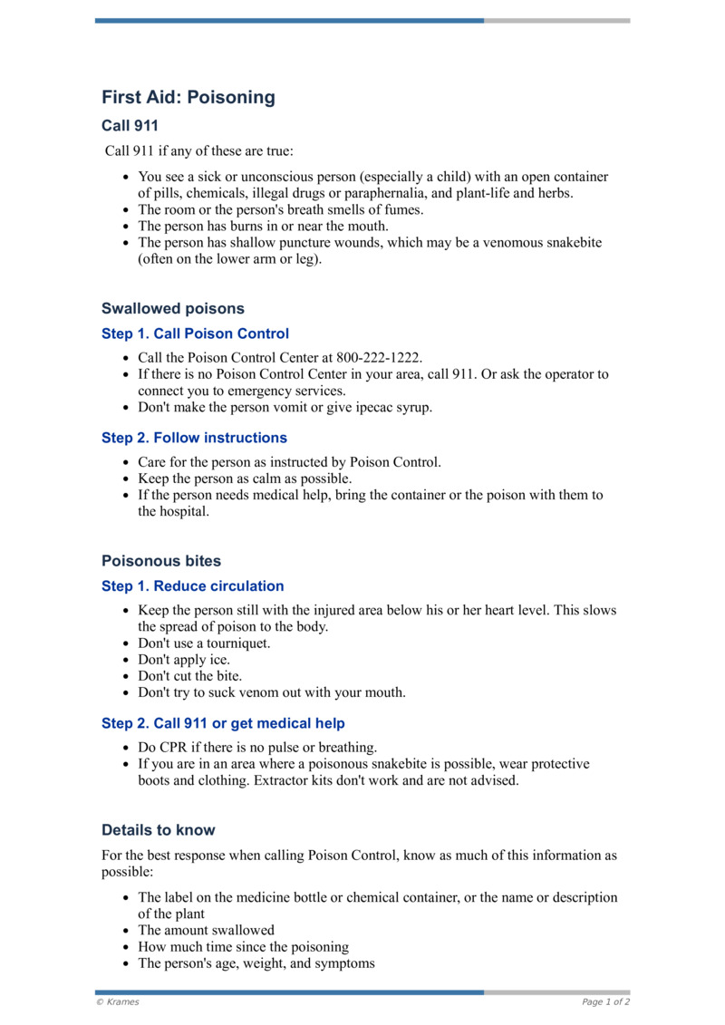 PDF - First Aid: Poisoning - HealthClips Online