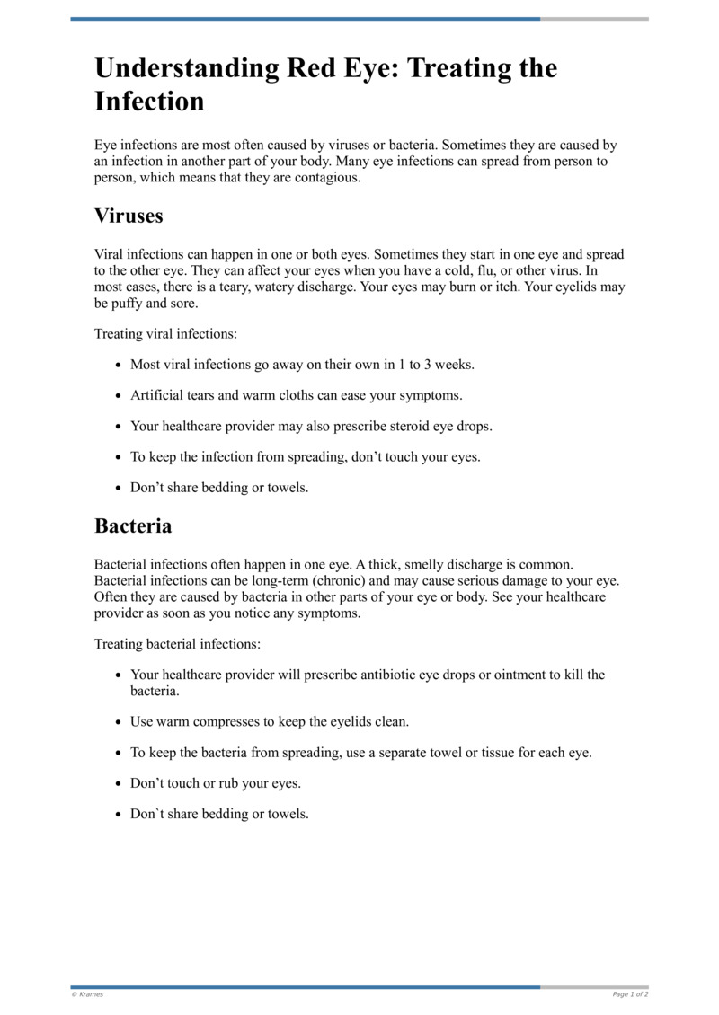 Text - Understanding Red Eye: Treating the Infection - HealthClips Online