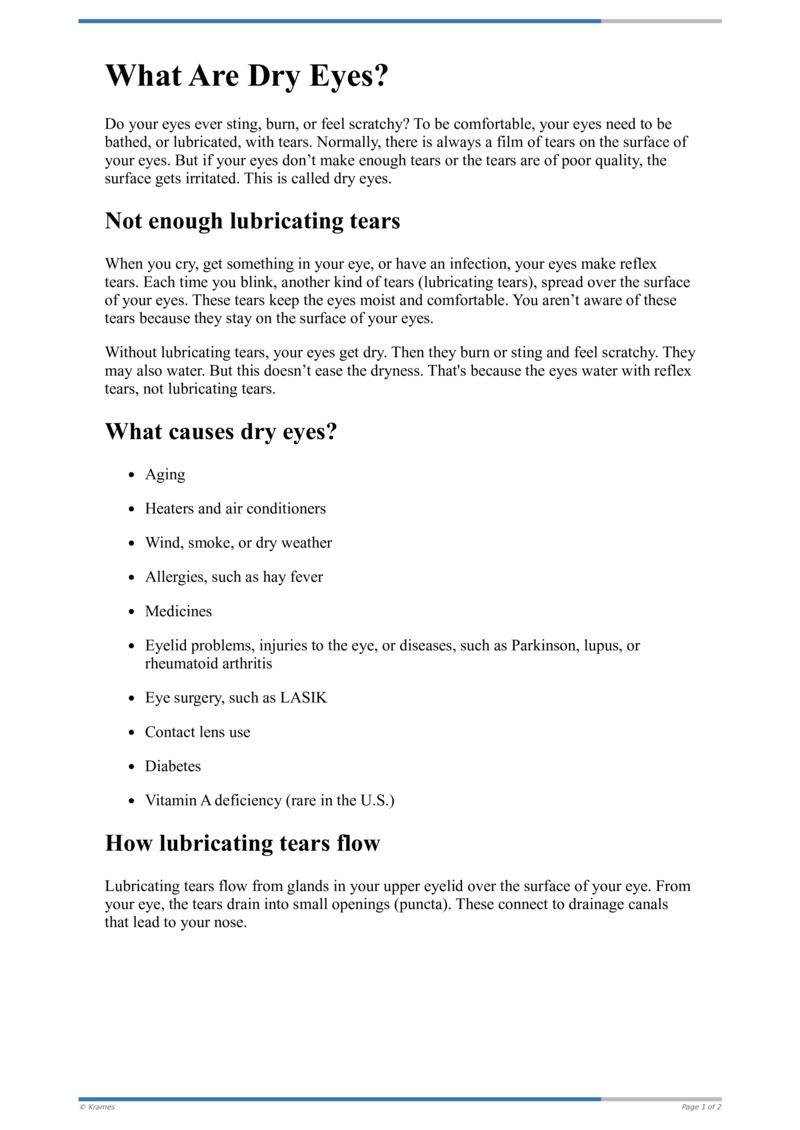 Text - What Are Dry Eyes? - HealthClips Online