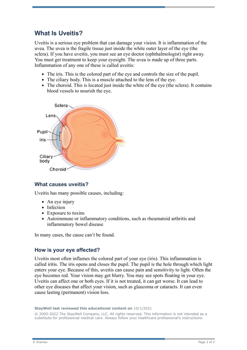 PDF - What Is Uveitis? - HealthClips Online
