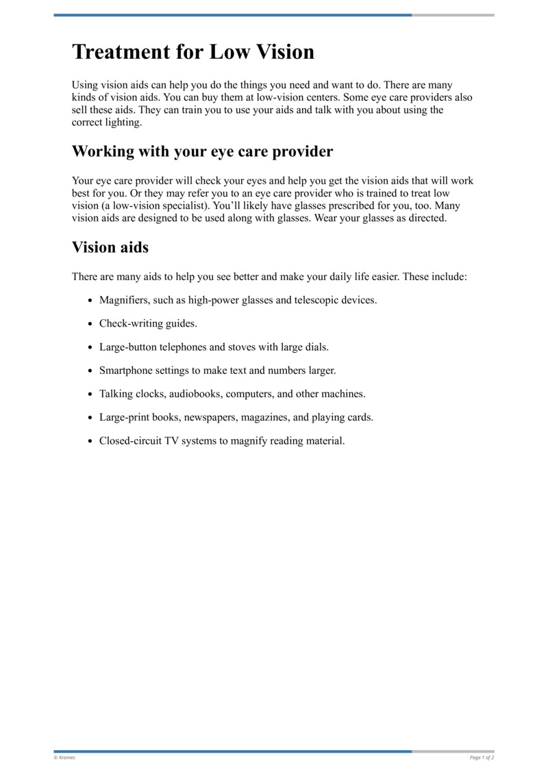 Text - Treatment for Low Vision - HealthClips Online