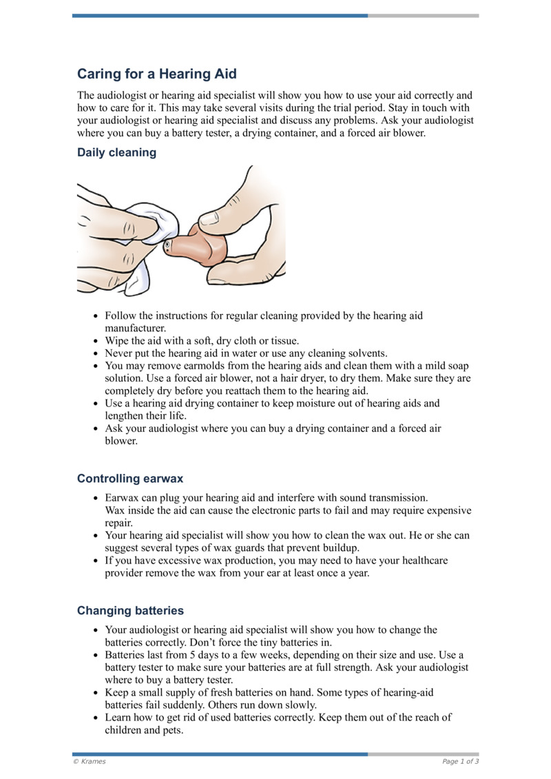PDF - Caring for a Hearing Aid - HealthClips Online