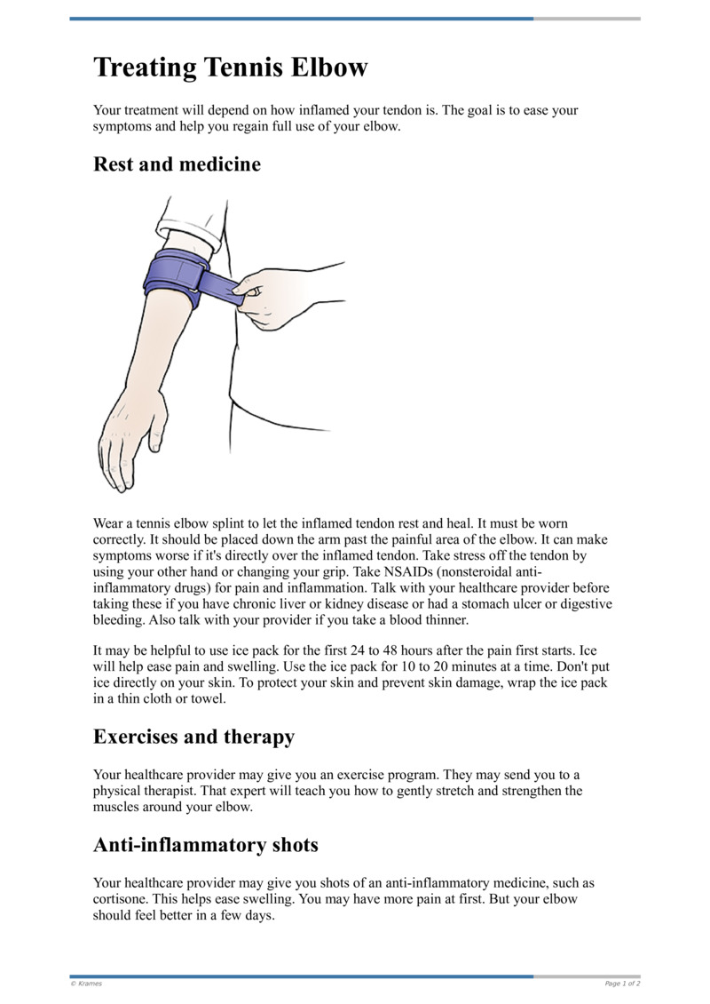 Text - Treating Tennis Elbow - HealthClips Online
