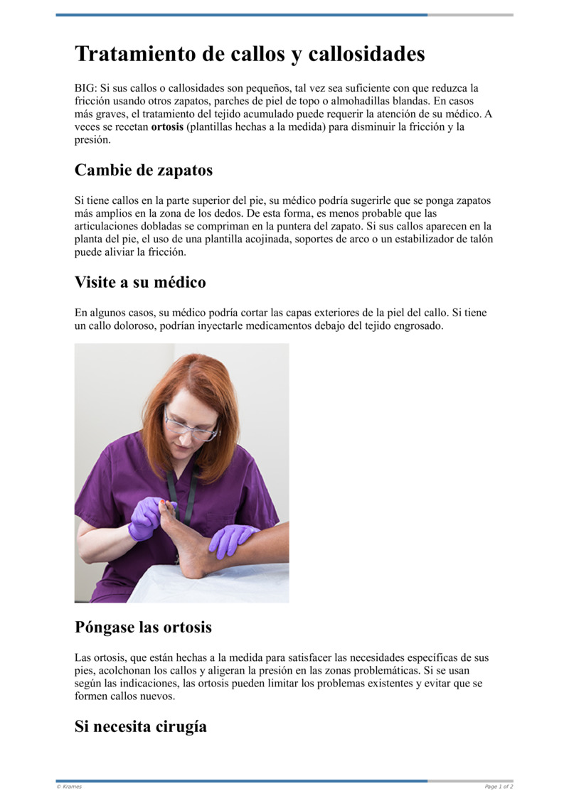 Text - Tratamiento de callos y callosidades - HealthClips Online