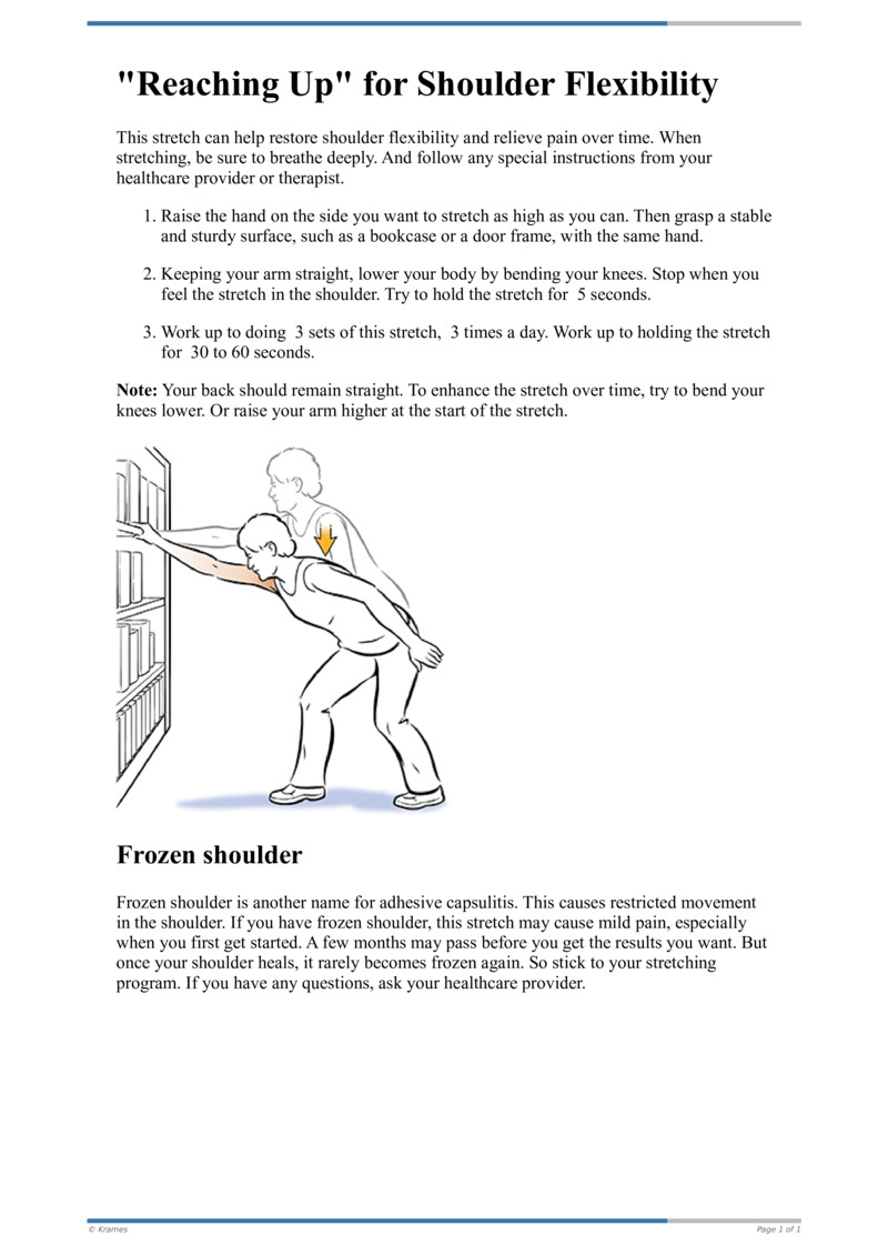 Text - Reaching Up for Shoulder Flexibility - HealthClips Online