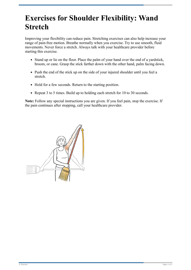 PDF - Exercises for Shoulder Flexibility: Broom Stretch - HealthClips ...