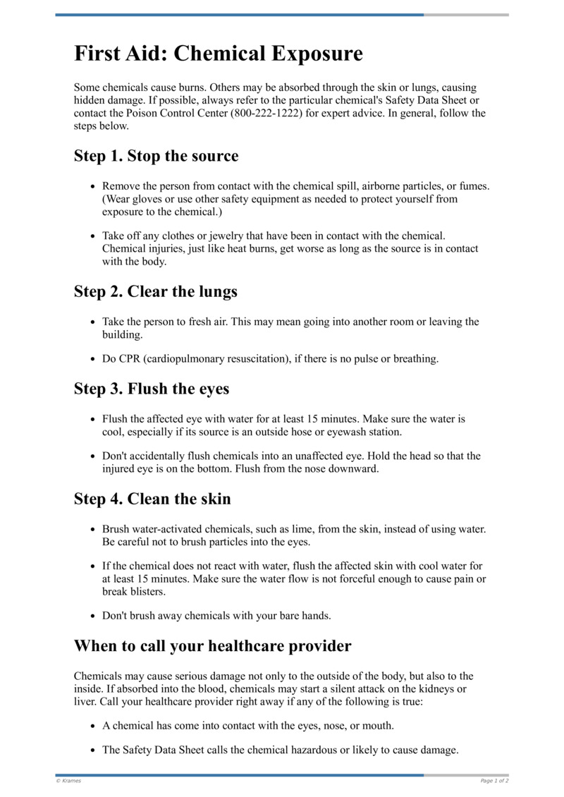 Text - First Aid: Chemical Exposure - HealthClips Online