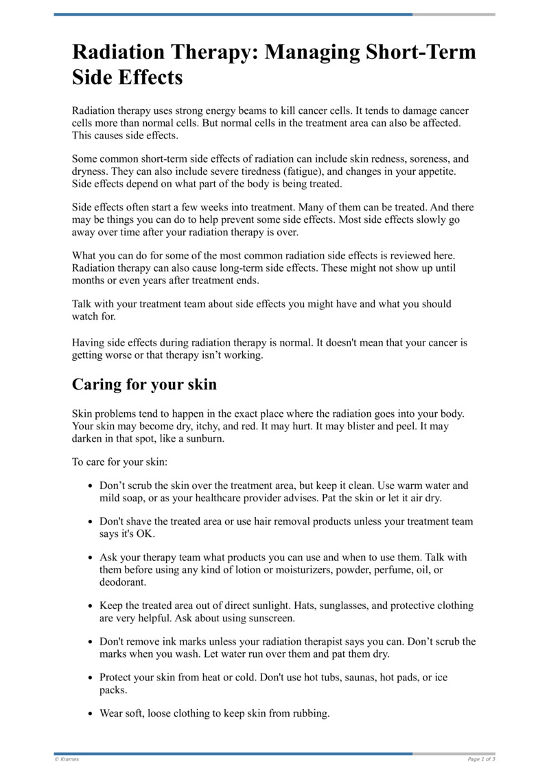 Text - Radiation Therapy: Managing Short-Term Side Effects ...