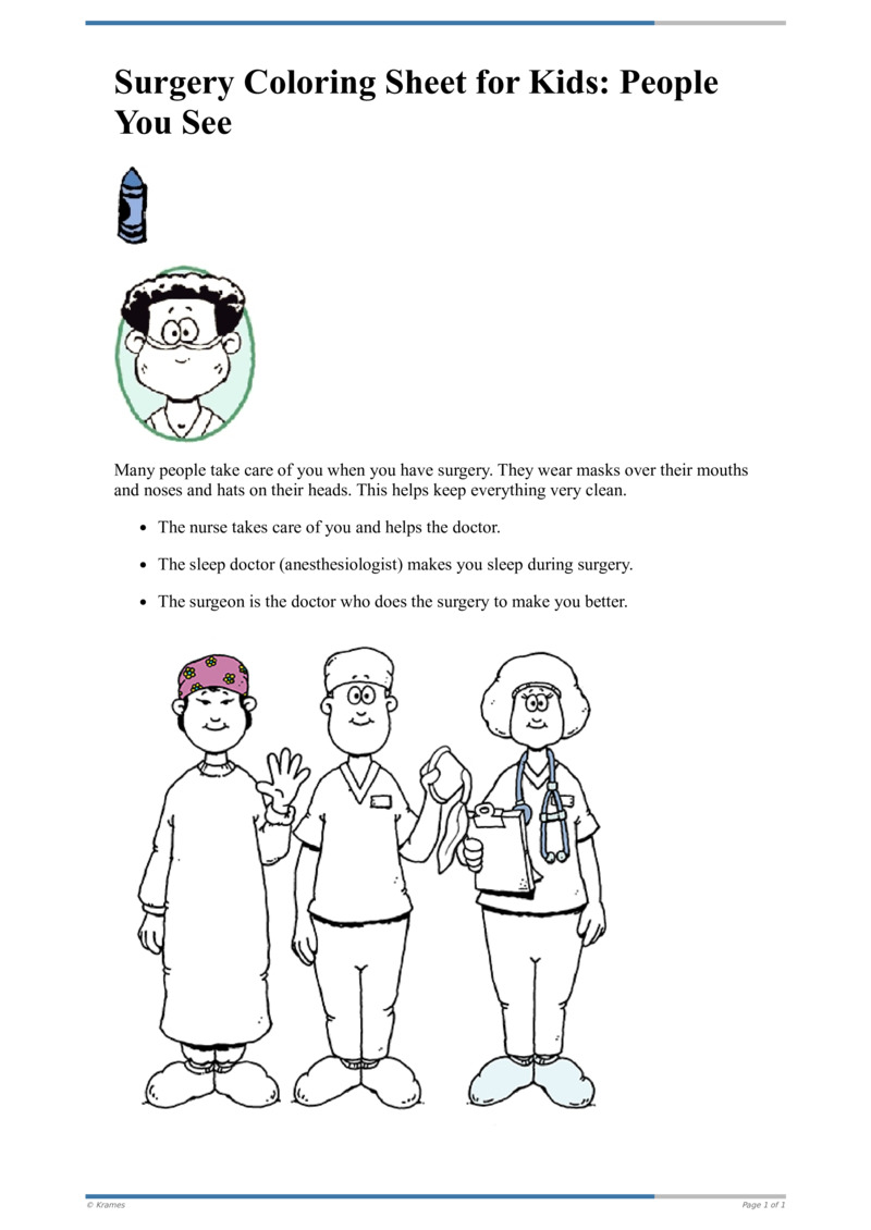 Text - Surgery Coloring Sheet for Kids: People You See - HealthClips Online