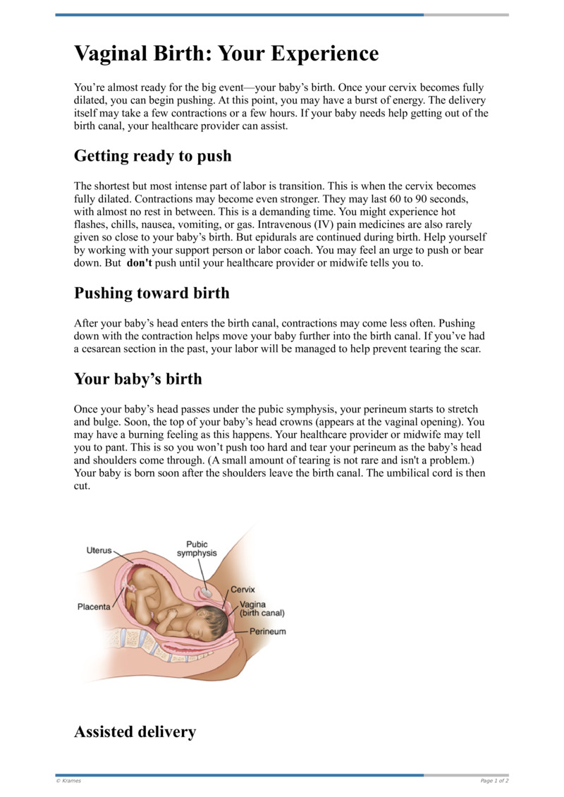 Text - Vaginal Birth: Your Experience - HealthClips Online