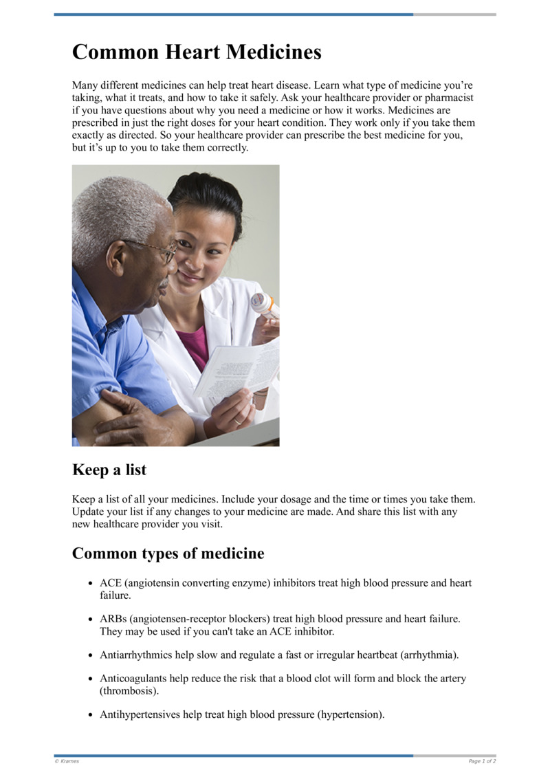 Text - Common Heart Medicines - HealthClips Online