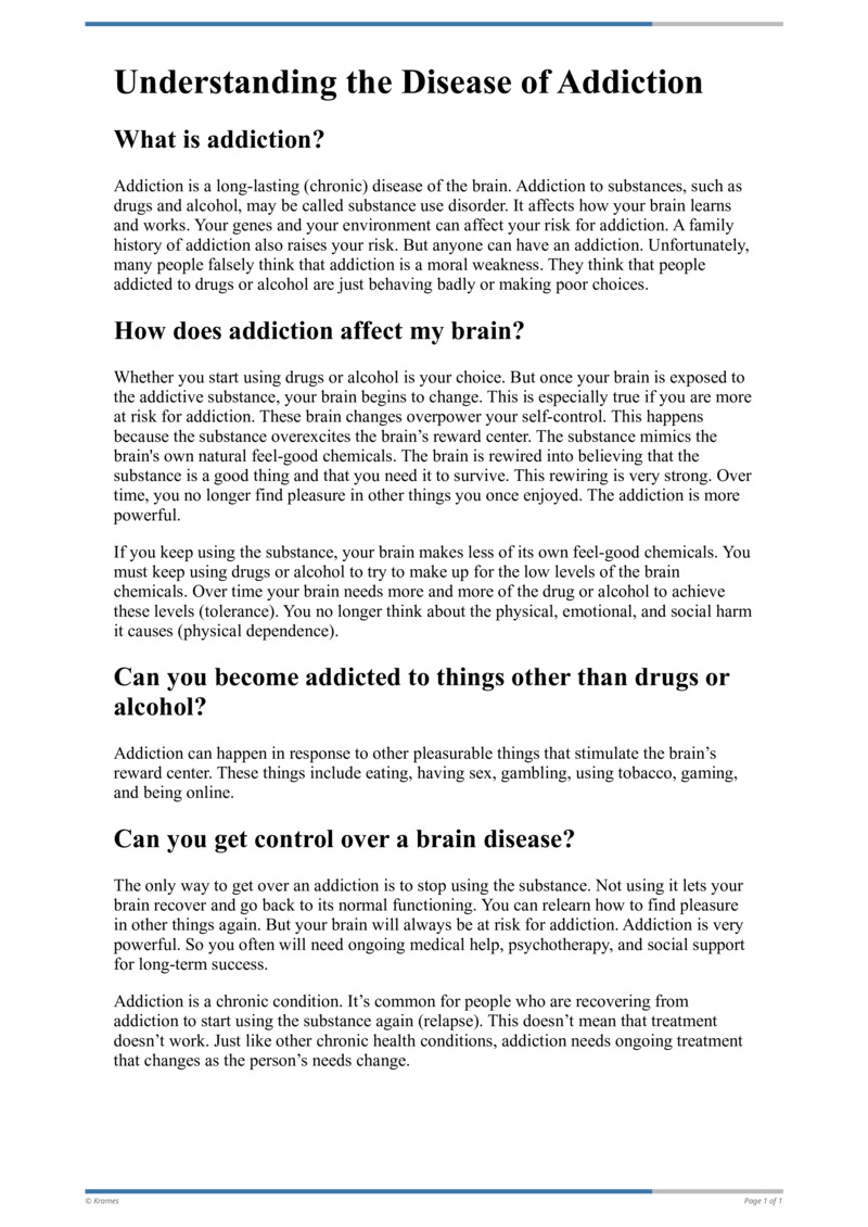 Text - Understanding the Disease of Addiction - HealthClips Online