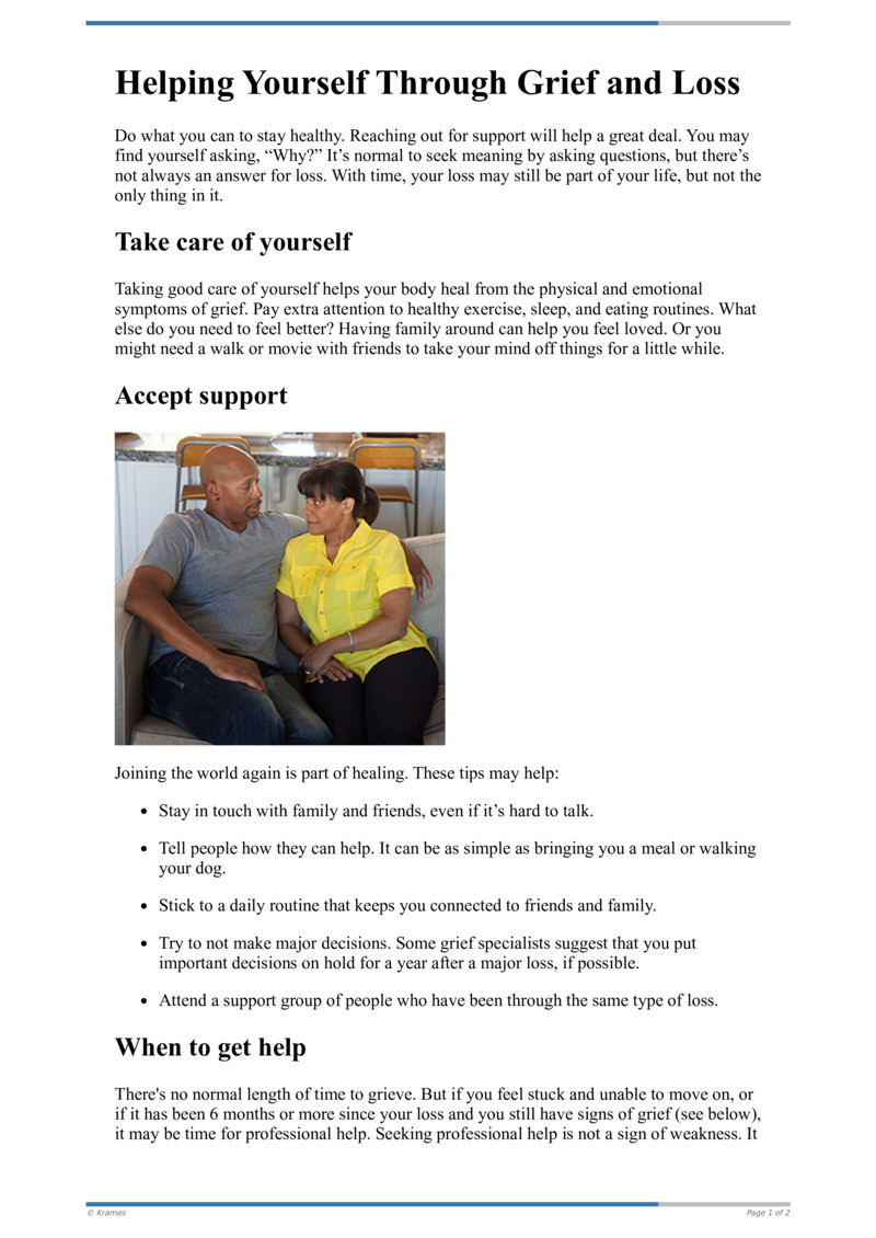 Pdf Helping Yourself Through Grief And Loss Healthclips Online