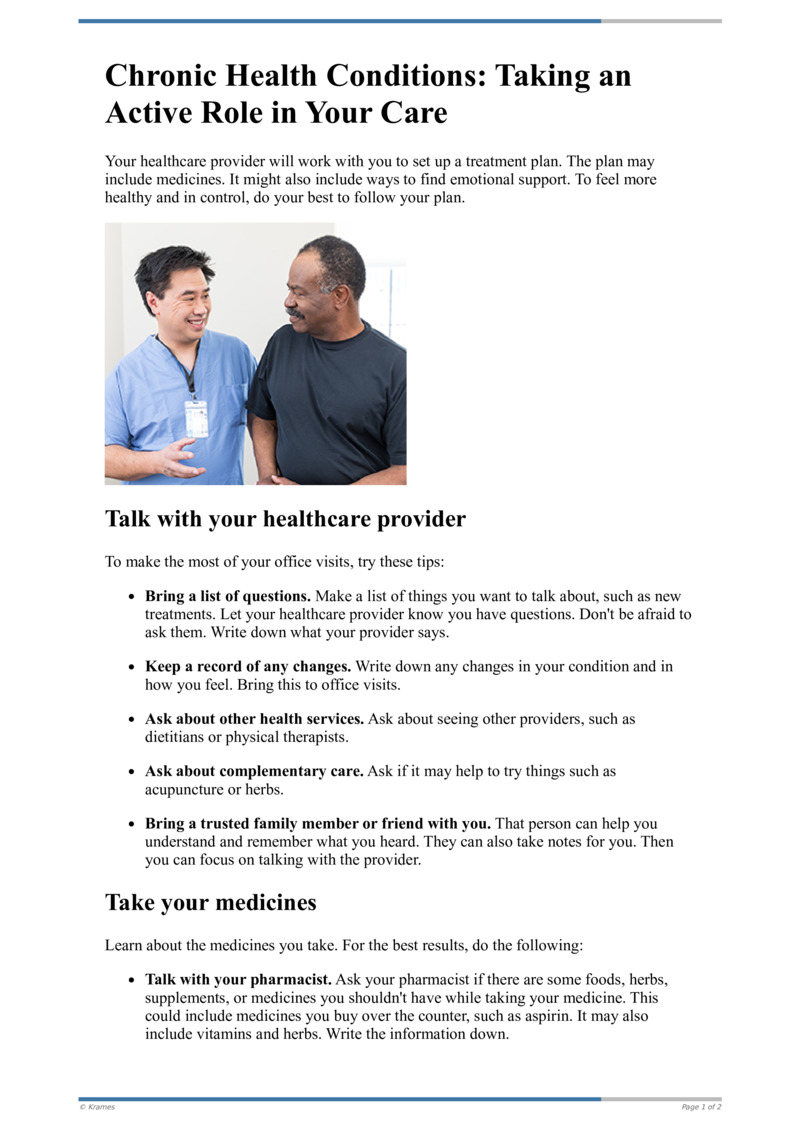 Text - Chronic Health Conditions: Taking an Active Role in Your Care ...