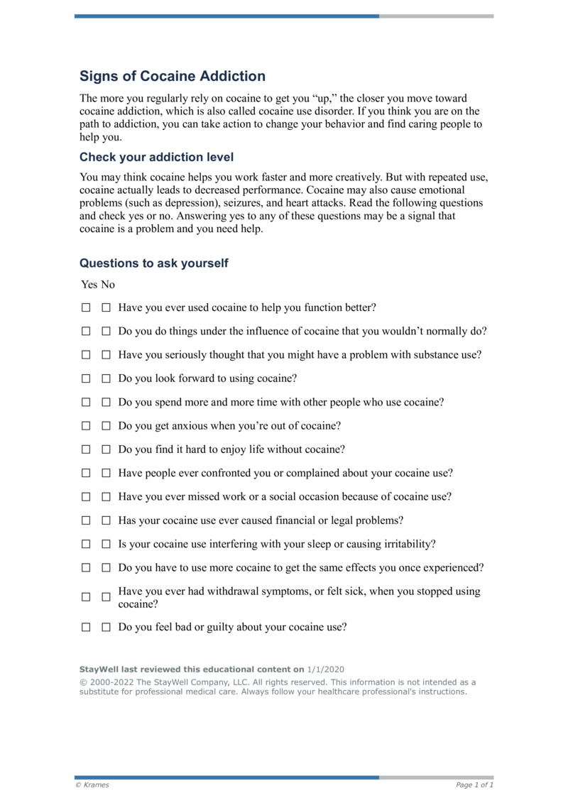 PDF - Signs of Cocaine Addiction - HealthClips Online