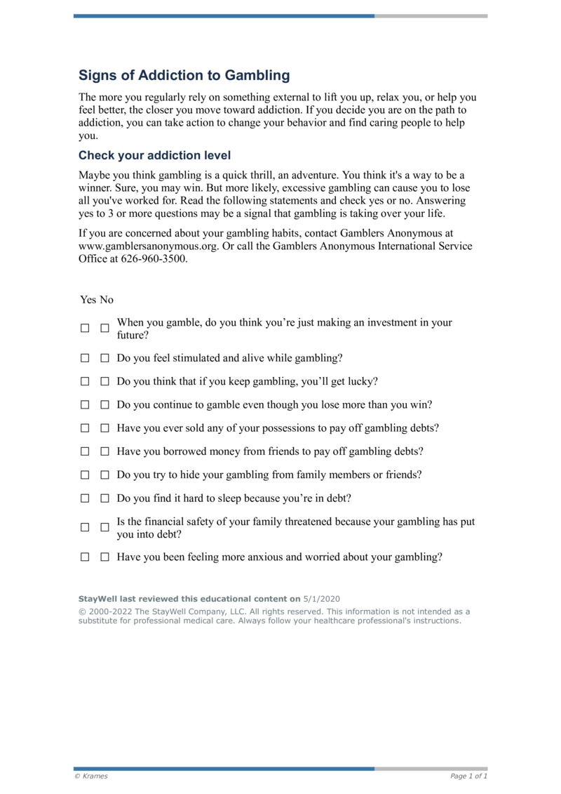 Text - Signs of Addiction to Gambling - HealthClips Online