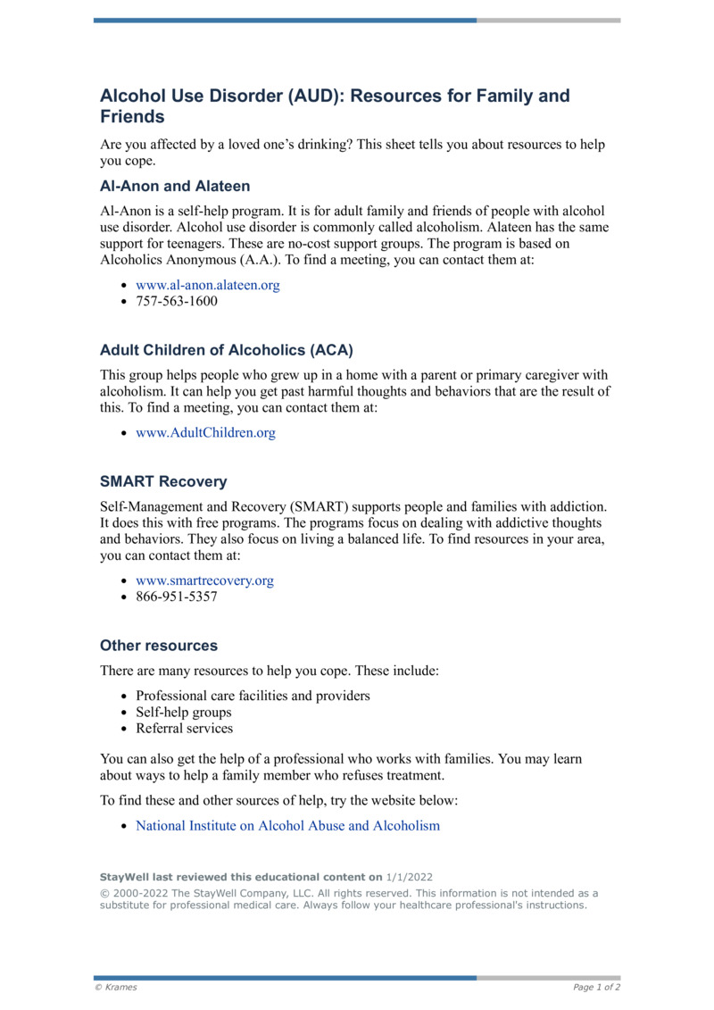 PDF - Alcohol Use Disorder (AUD)- Resources for Family and Friends ...