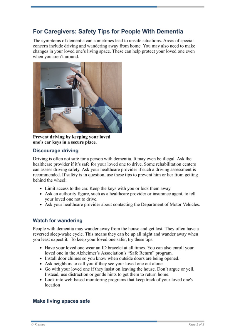 PDF - For Caregivers: Safety Tips for People With Dementia ...