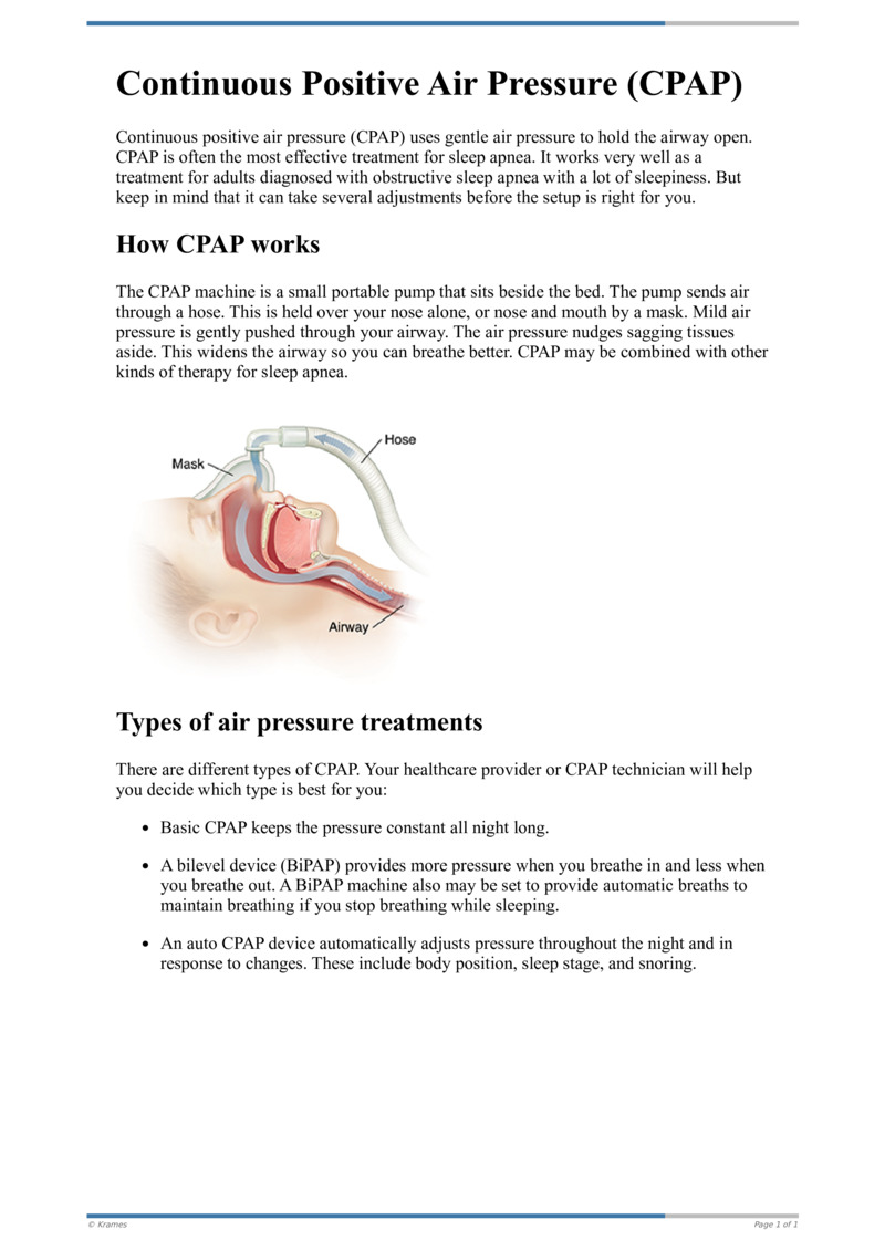 Text - Continuous Positive Air Pressure (CPAP) - HealthClips Online