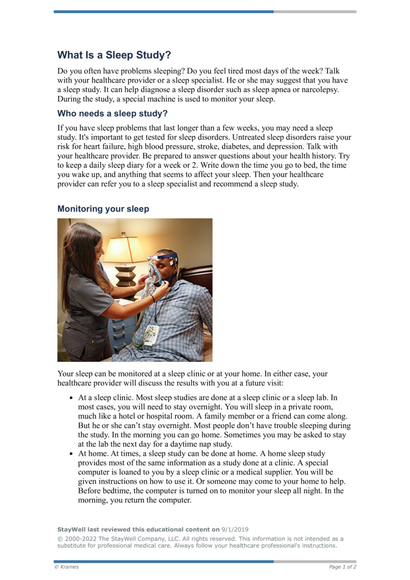 PDF - What Is a Sleep Study - HealthClips Online